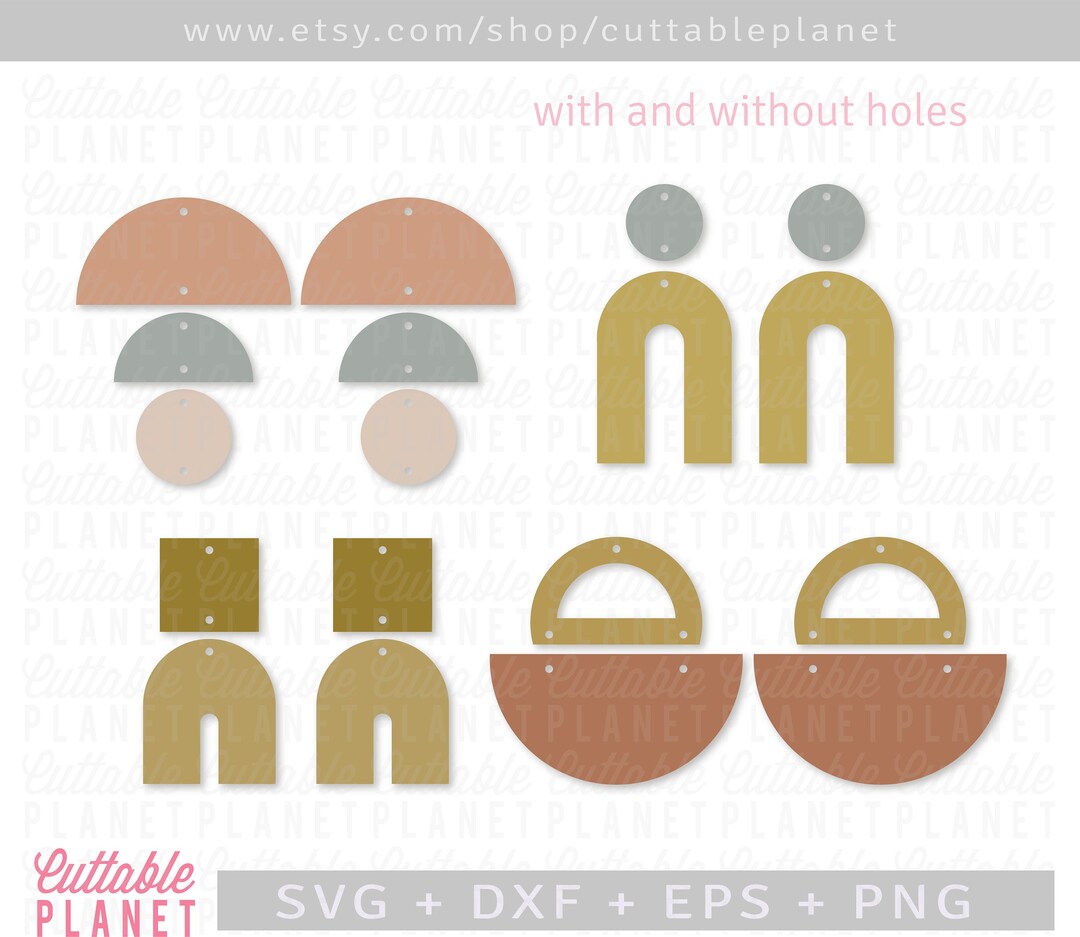 Half Circle Hanging Earring Template Svg, Dxf, Eps, Png, Jpg, Arch ...