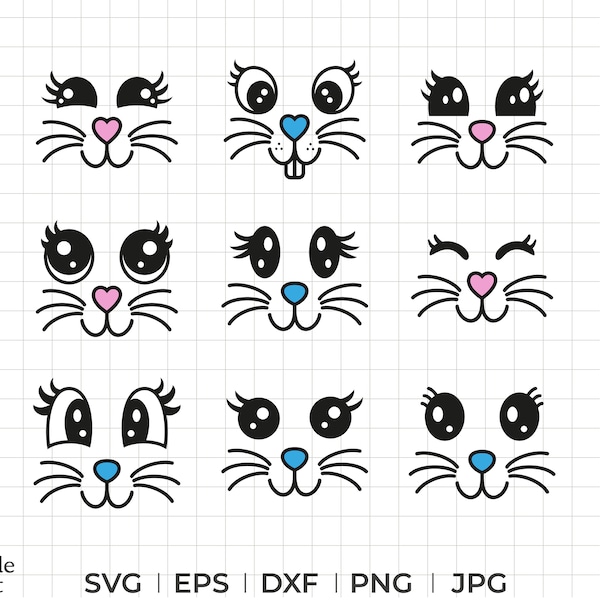 Bunny Face Svg - Etsy