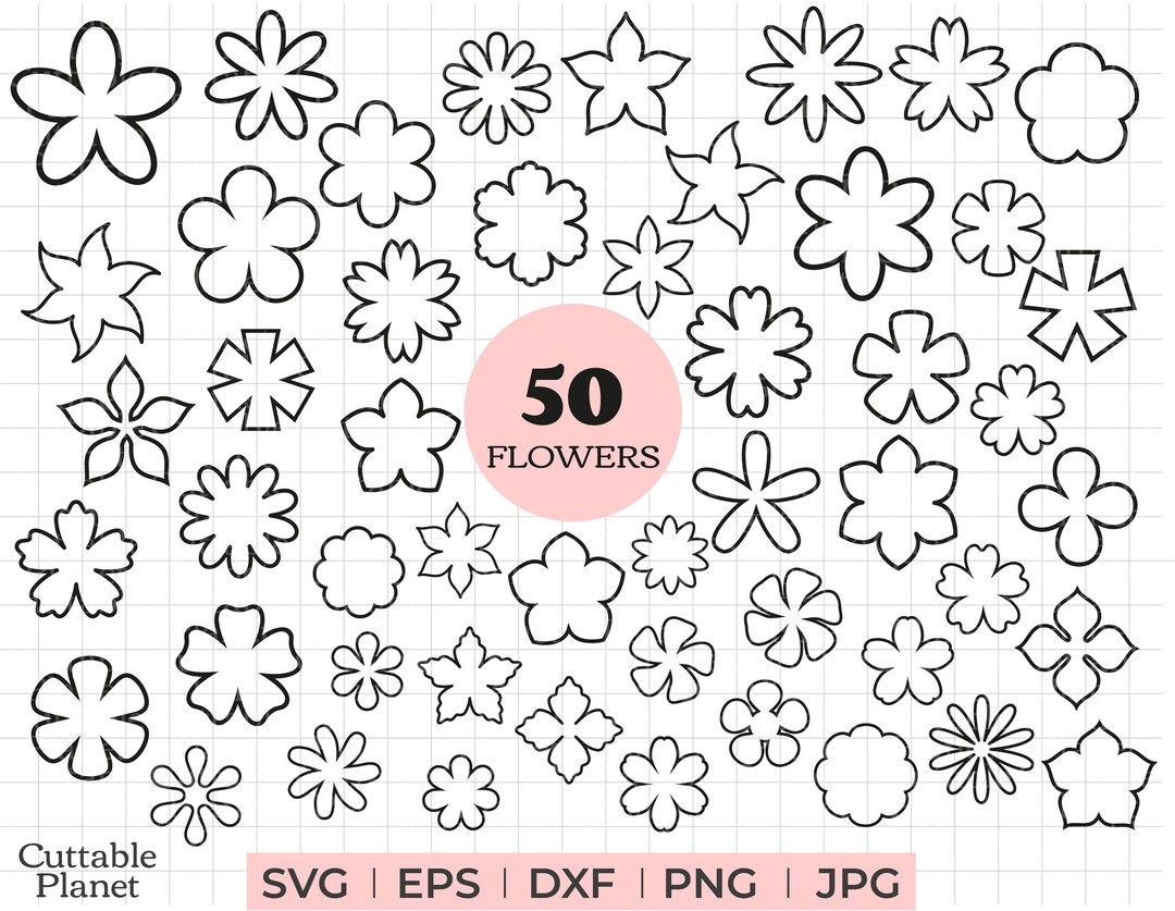 Flower Outline Svg, Outline Flower Png, Dxf, Eps, Jpg, Flower Dxf ...