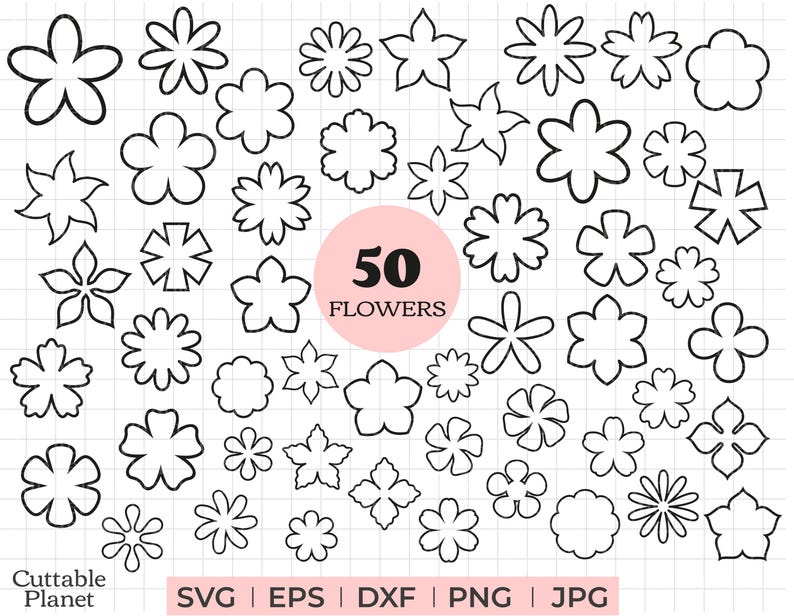 Flower Outline Svg, Outline Flower Png, Dxf, Eps, Jpg, Flower Dxf ...