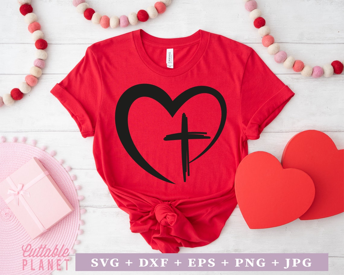 Heart With Cross Svg Dxf Eps Png Jpg Heart With Cross - Etsy