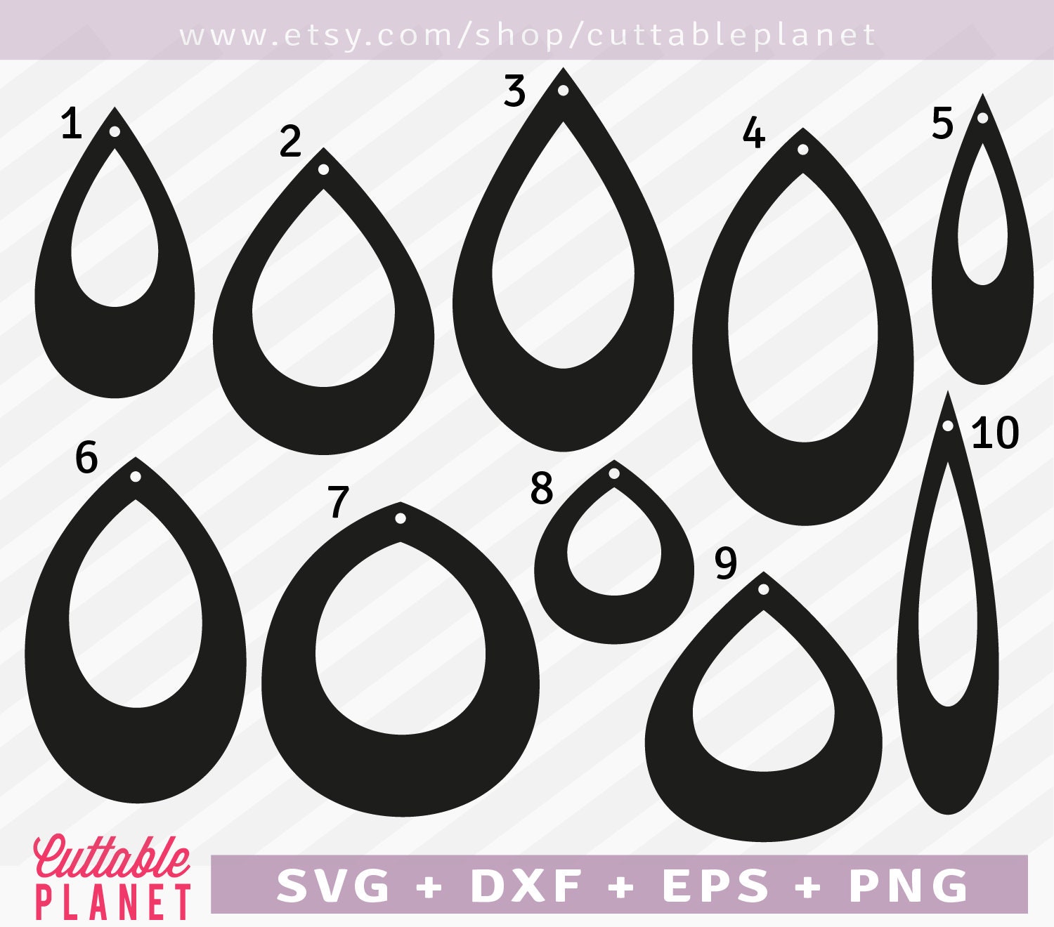 Teardrop oorbel sjabloon svg dxf eps png instant download - Etsy Nederland