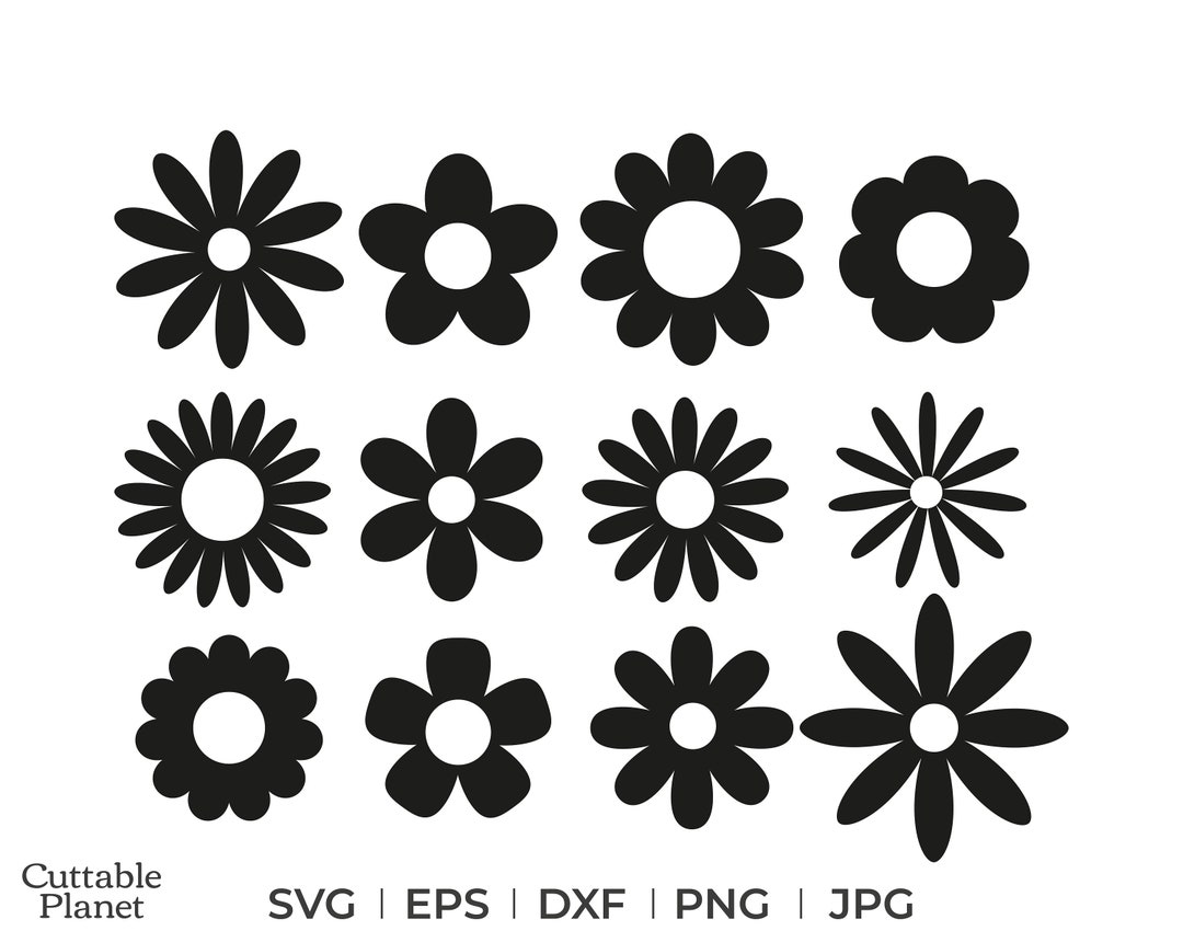 Simple Flower Svg, Flower Svg, Eps, Dxf, Png, Jpg, Daisy Svg, Daisies ...