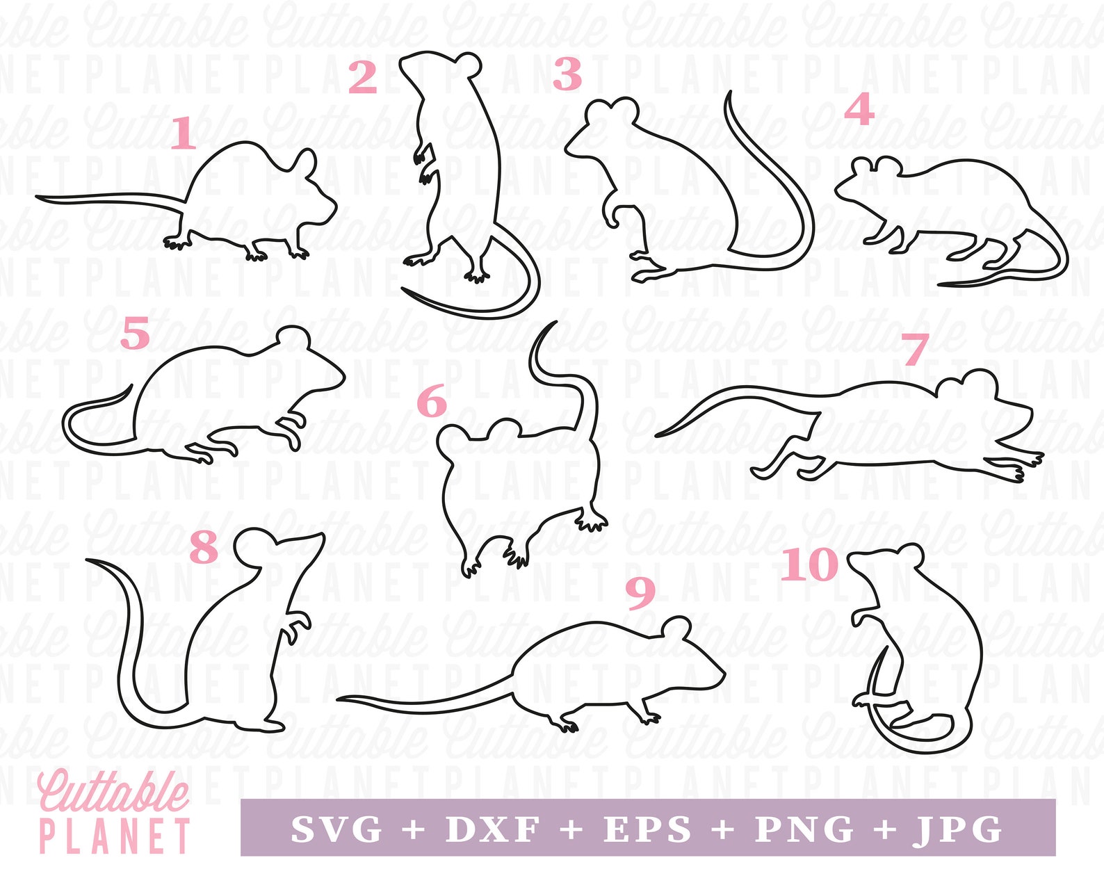 Rats Outline Svg Dxf Eps Png Jpg Outline Rat Mice Svg - Etsy