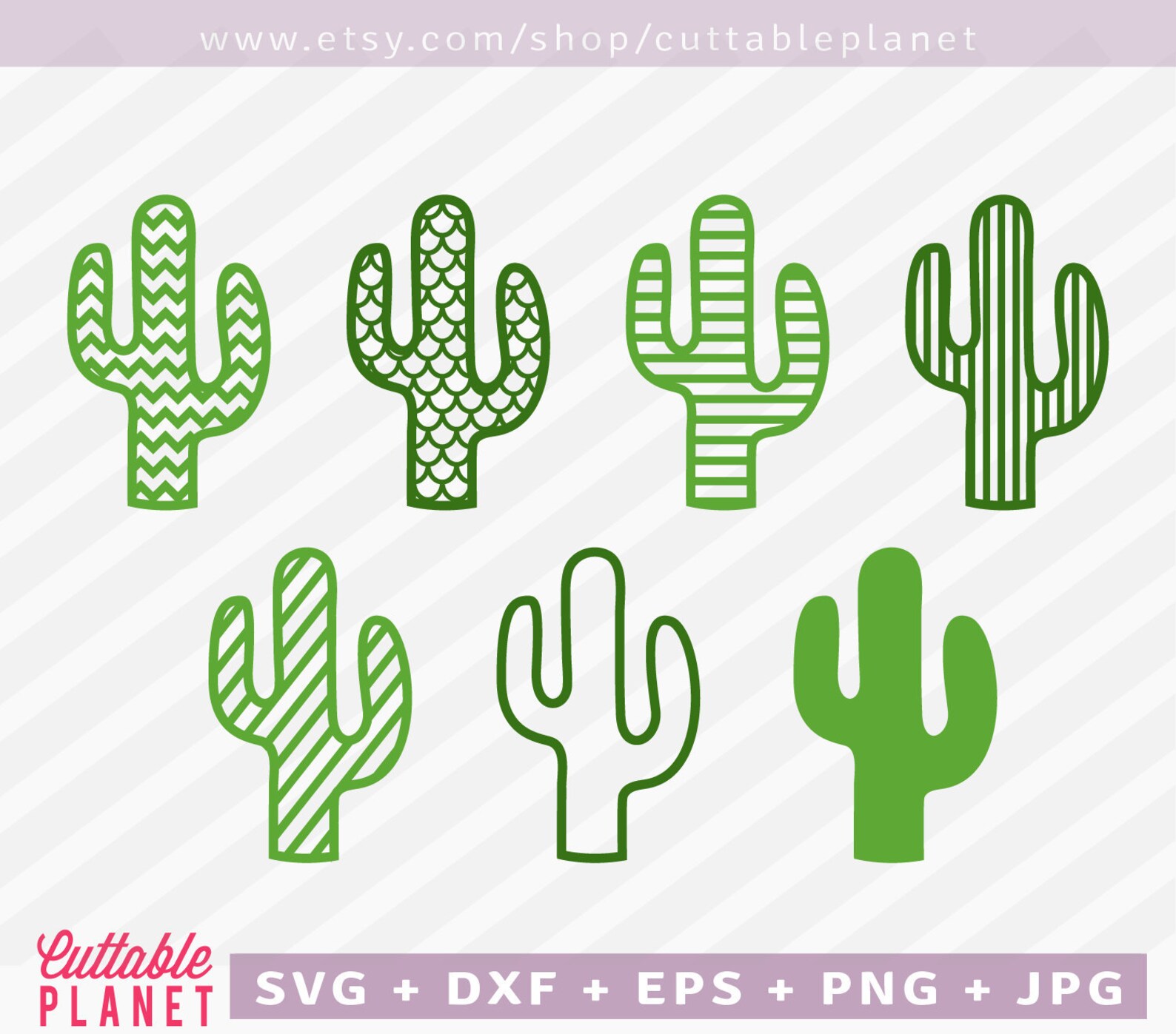 Cacti Svg Dxf Eps Png Jpg Chevron Cactus Svg - Etsy