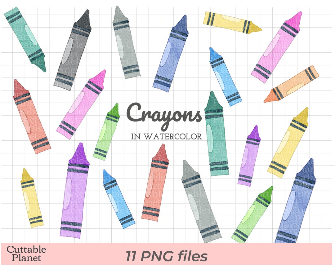 Colored Crayon in Watercolor, Crayon Watercolor Cliparts, Hand Drawn ...