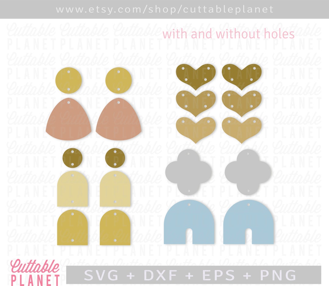 Two Parts Earrings Svg, Dxf, Eps, Png, Half Circle Earring Svg, Arch ...