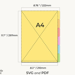 6 Tab Dividers for A4 Svg and Pdf, 6 Tab Dividers Template Svg, Instant ...