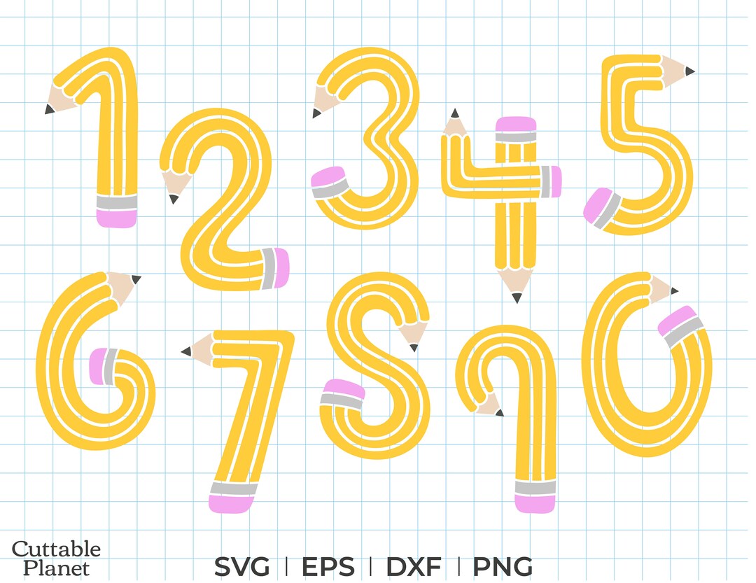 Teacher Number Pencils Svg, Dxf, Eps, Png, Pencil Number Svg, Pencil ...