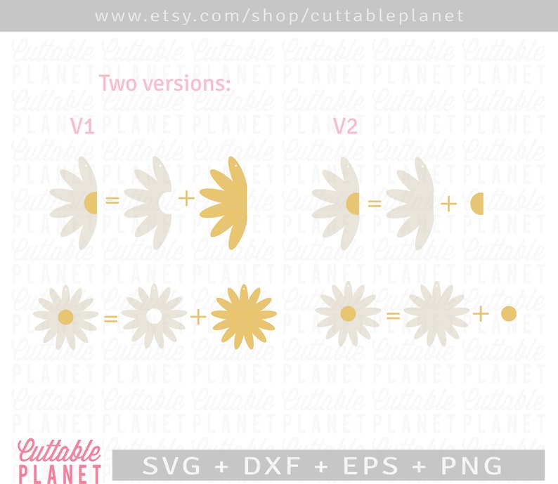 Daisy Svg Daisy Earrings Svg Dxf Eps Png Half Daisy - Etsy