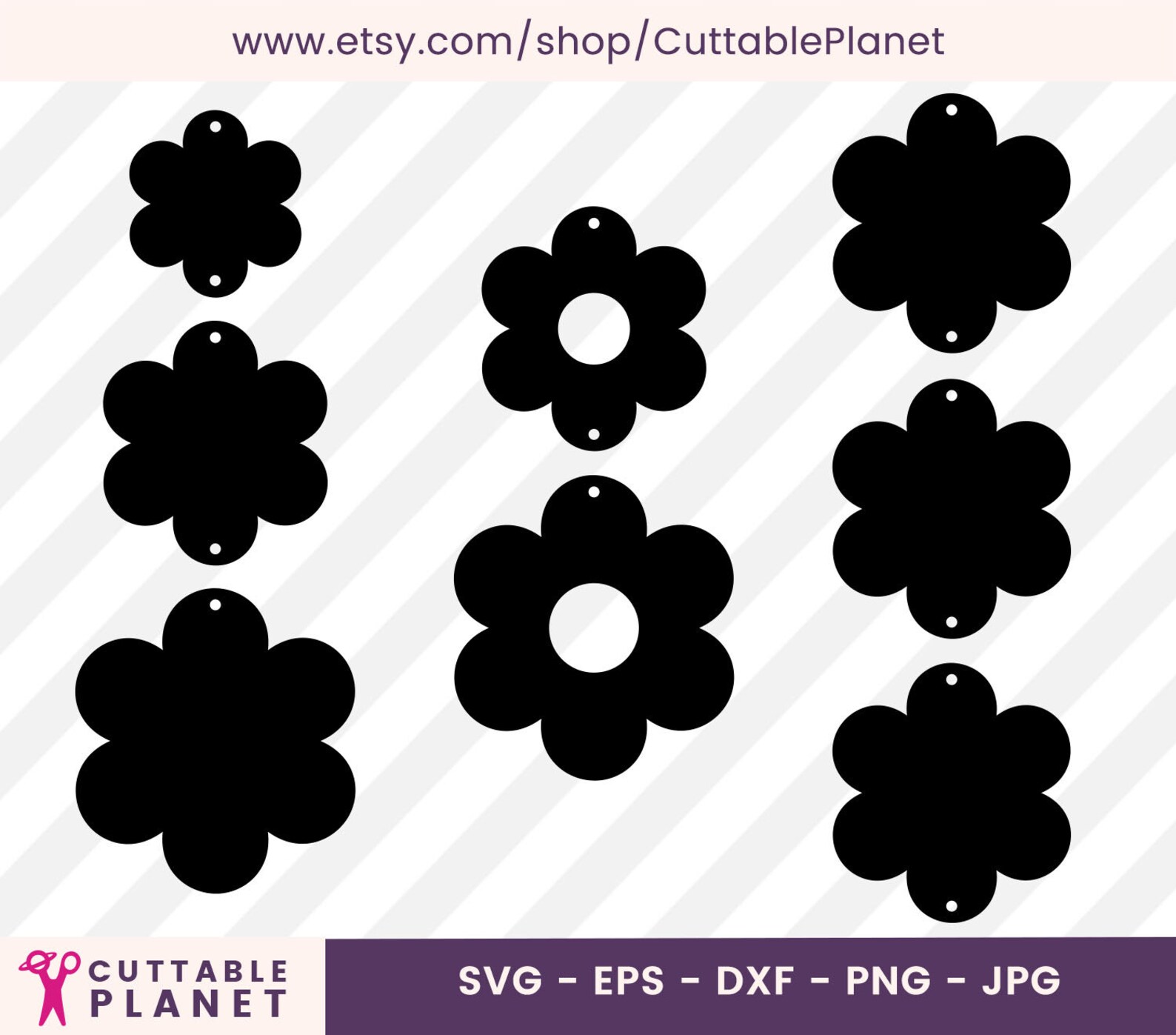 Flowers Three Parts Earrings Template Svg Dxf Eps Png Jpg - Etsy