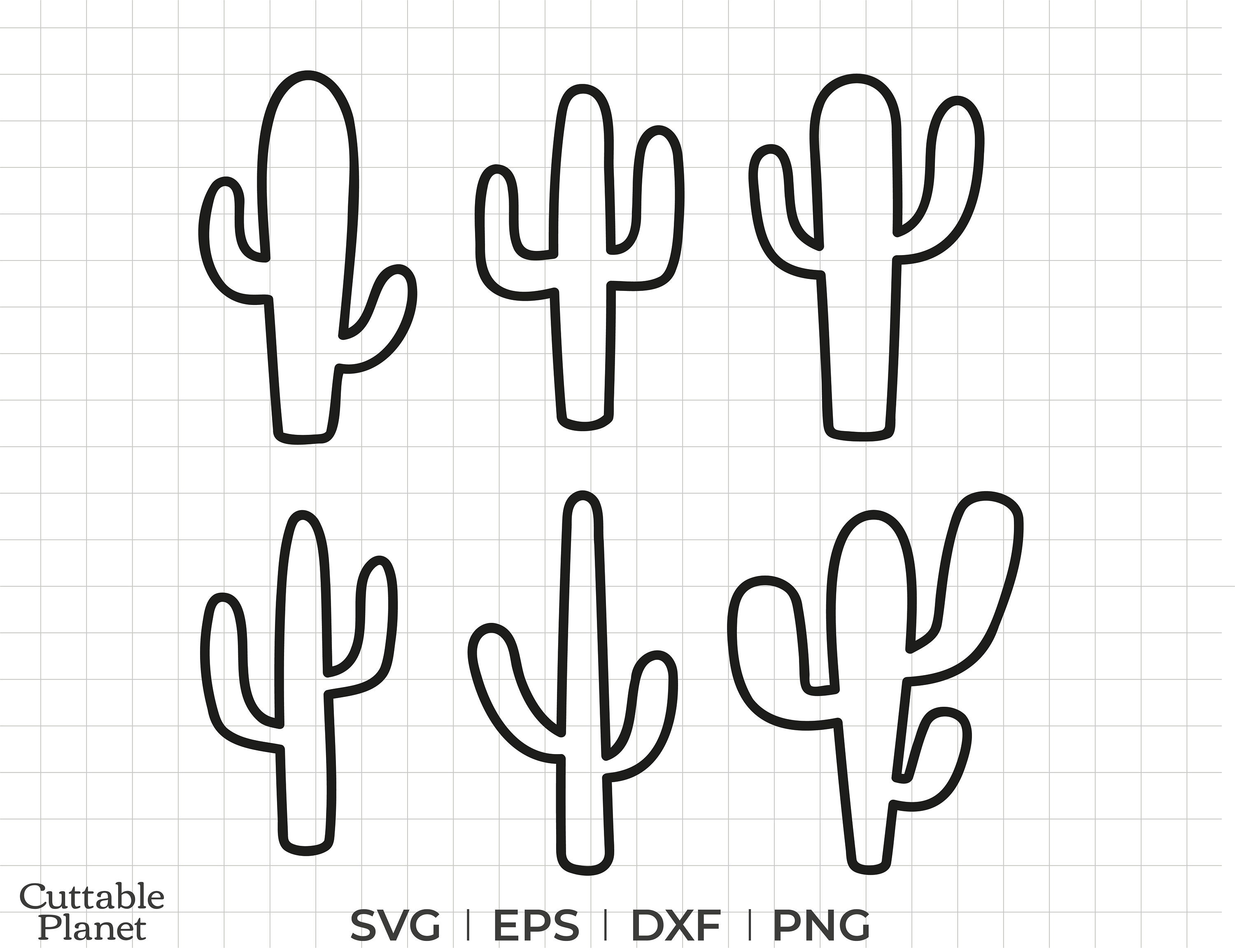 Cactus Outline Svg, Cactus Outline Png, Dxf, Eps, Cactus Vector Svg ...