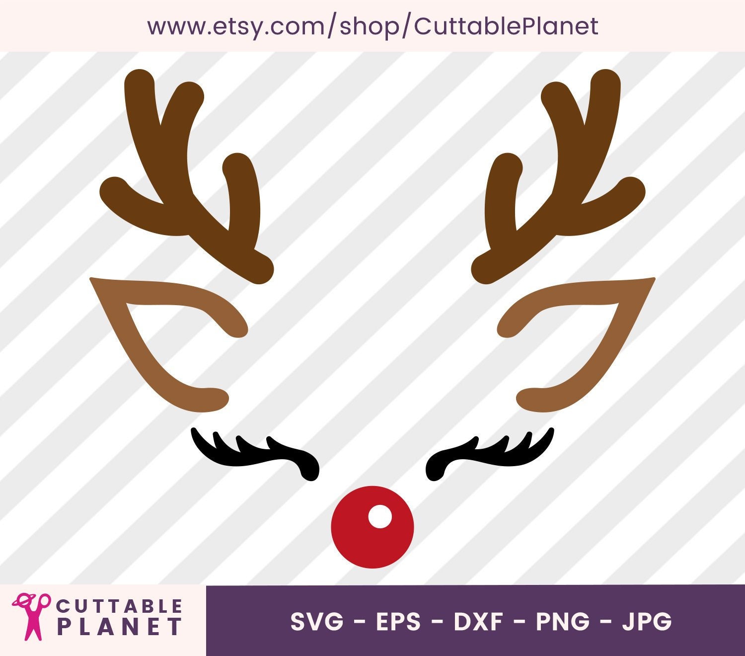 Cara de reno Navidad svg, dxf, eps, png, jpg, reno lindo Xmas svg ...