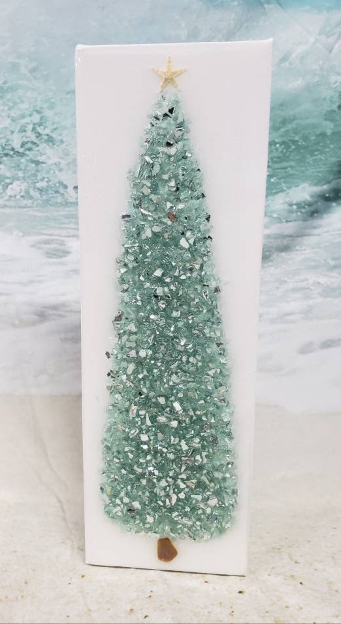 Crushed Glass Christmas Tree Sea Glass and Starfish - Etsy