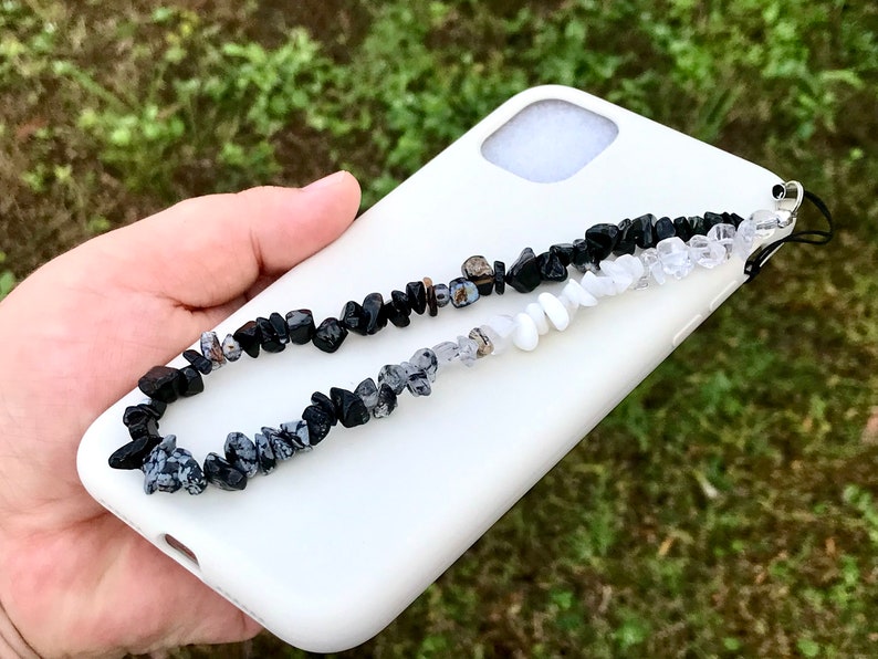 Obsidian Healing Crystals Phone Strap Gemstone Phone Charm - Etsy