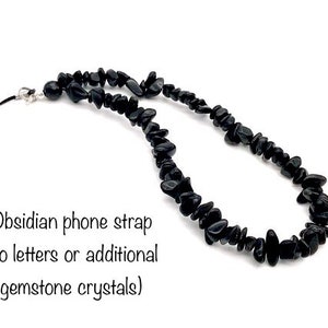 Obsidian Healing Crystals Phone Strap | Gemstone Charm Beaded Phone ...