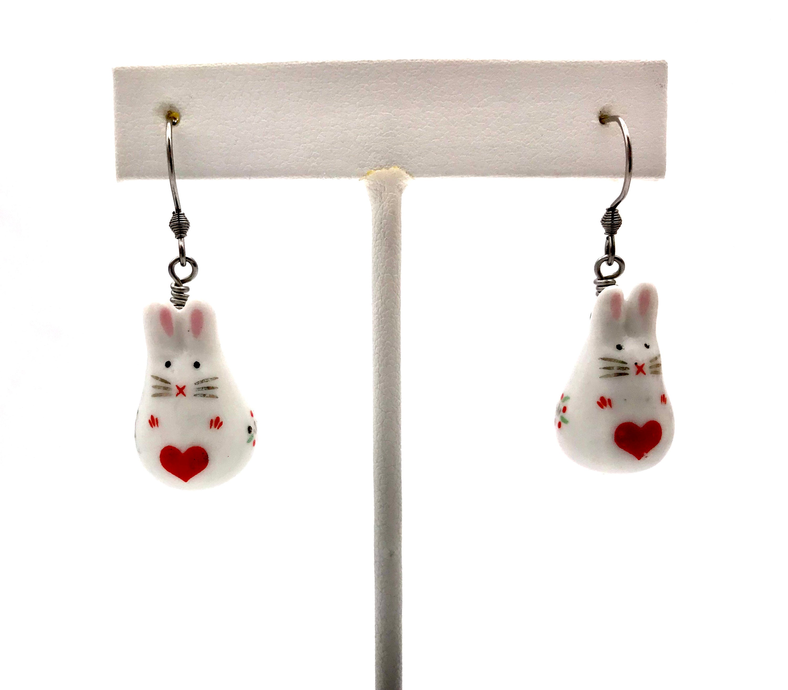 Kawaii Rabbit Earrings Bunny Dangle Earrings White Cute Bunny - Etsy UK