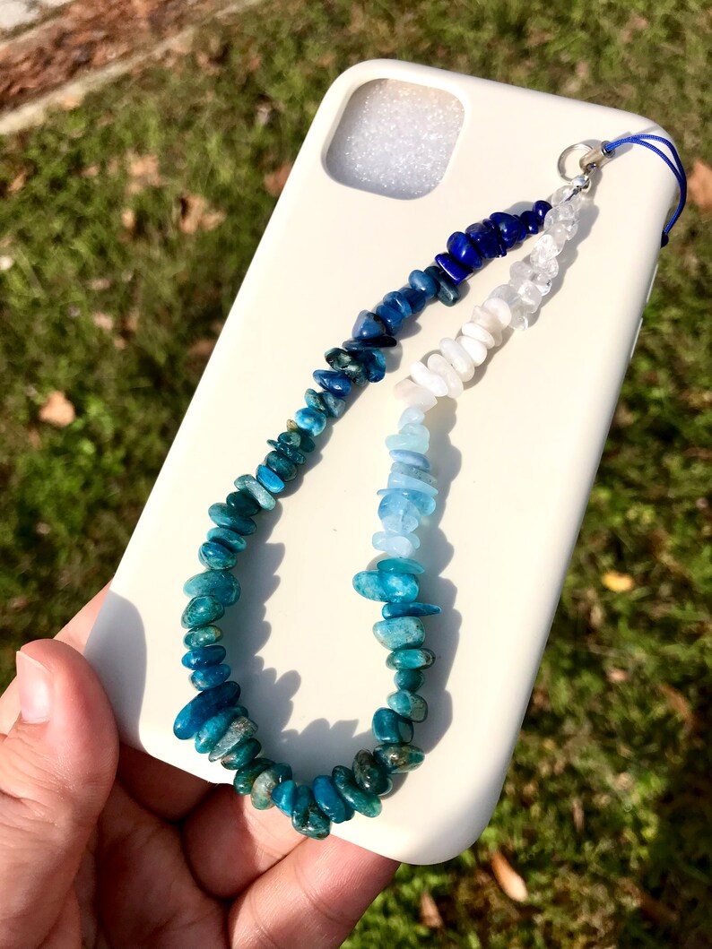 Blue White Gradient Phone String Healing Crystals Phone Strap | Etsy