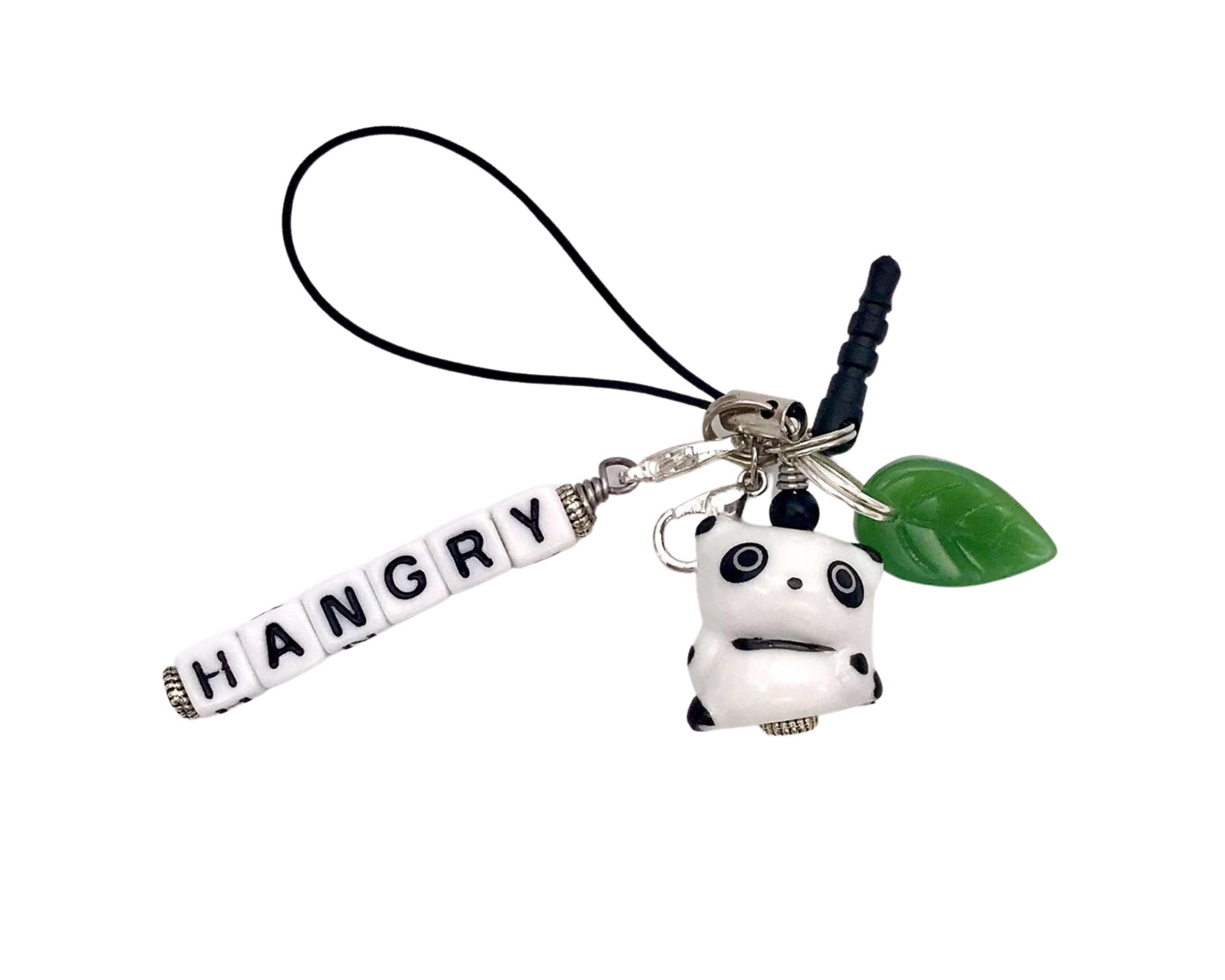 Custom Kawaii Panda Phone Charm, Jade Leaf & Onyx - Etsy