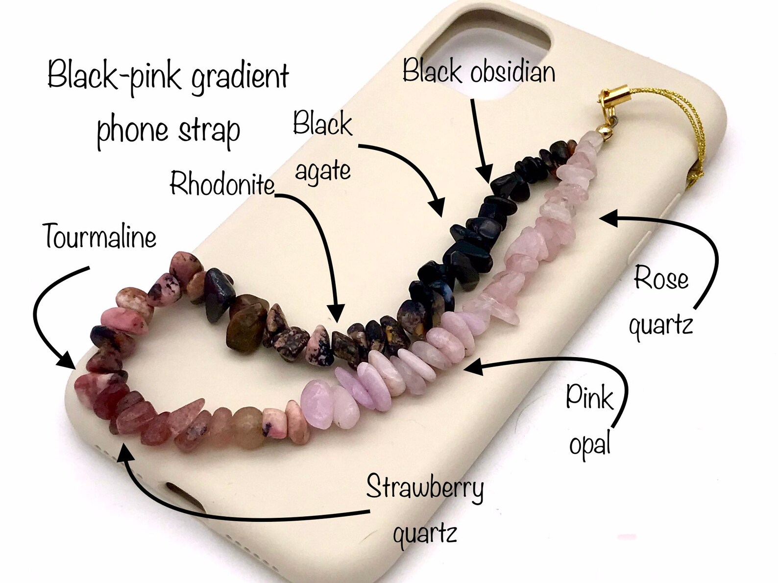 Obsidian Healing Crystals Phone Strap Gemstone Charm Beaded - Etsy