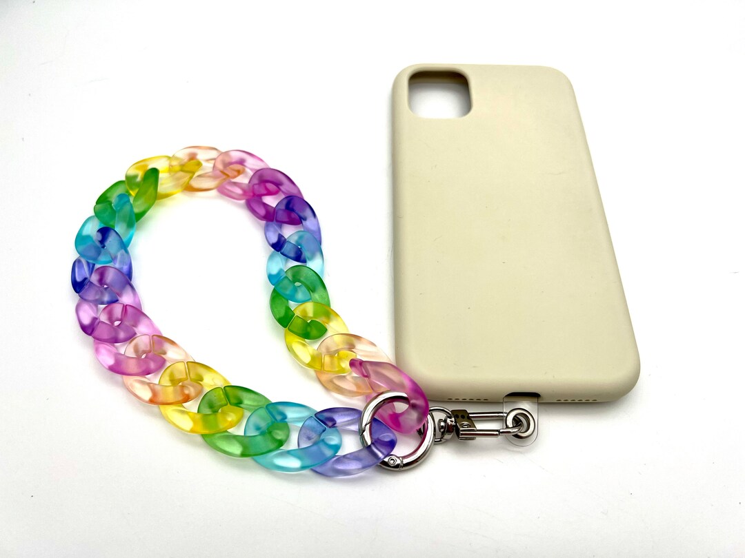 Chain Phone Strap Acrylic Phone Charm Purple Green Gradient Chain ...