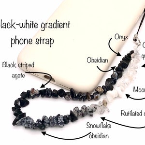 Obsidian Healing Crystals Phone Strap | Gemstone Charm Beaded Phone ...