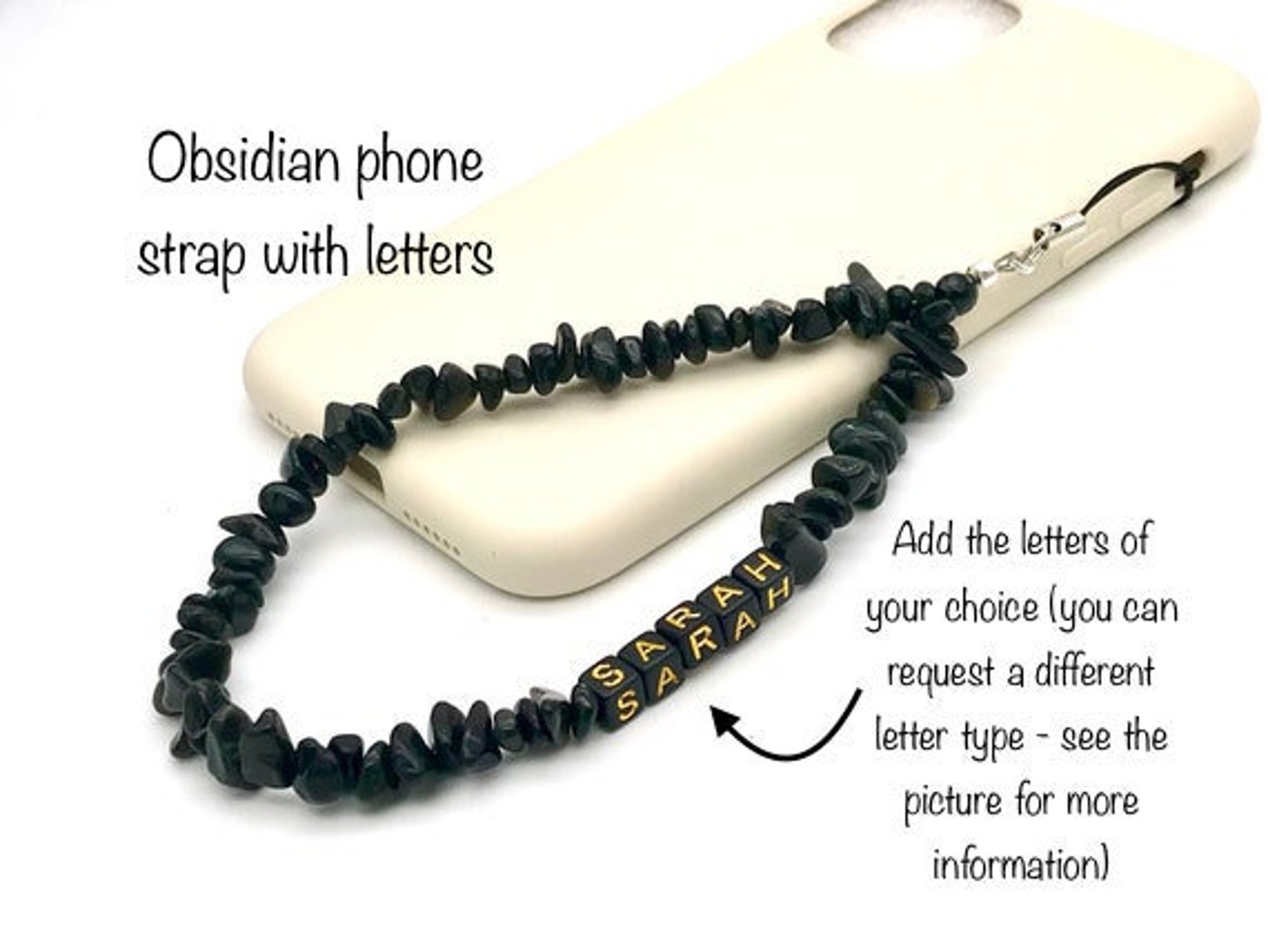 Obsidian Healing Crystals Phone Strap Gemstone Phone Charm - Etsy