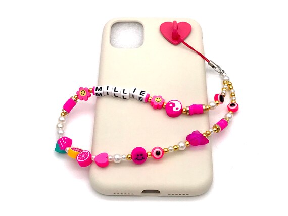 Hot Pink Phone Strap Custom Phone Chain Beaded Phone String - Etsy