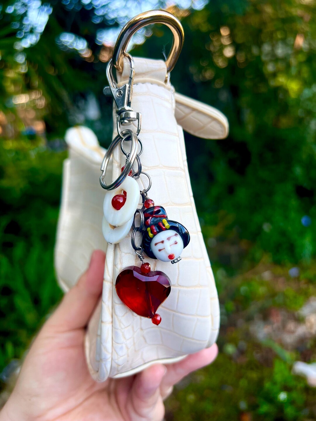 Geisha Bag Charm | Heart Tote, Japanese Folklore Jewelry - Etsy