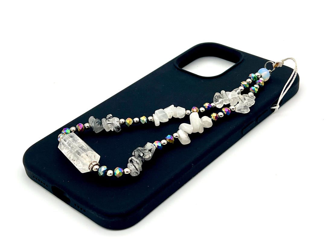 Crystal Quartz Phone Strap, Frosted Quartz Phone Chain, Healing Crystal ...