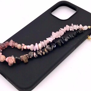 Obsidian Healing Crystals Phone Strap | Gemstone Charm Beaded Phone ...