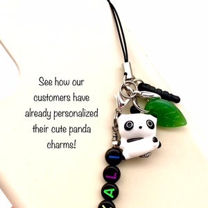 Custom Kawaii Panda Phone Charm, Jade Leaf & Onyx - Etsy