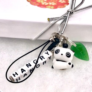 Custom Kawaii Panda Phone Charm, Jade Leaf & Onyx - Etsy
