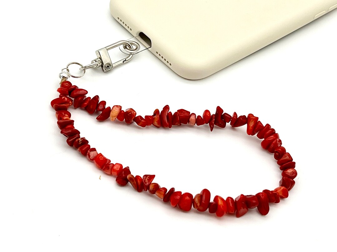 Red Coral Phone Charm Red Color Phone Case Charm Healing Crystals Phone ...