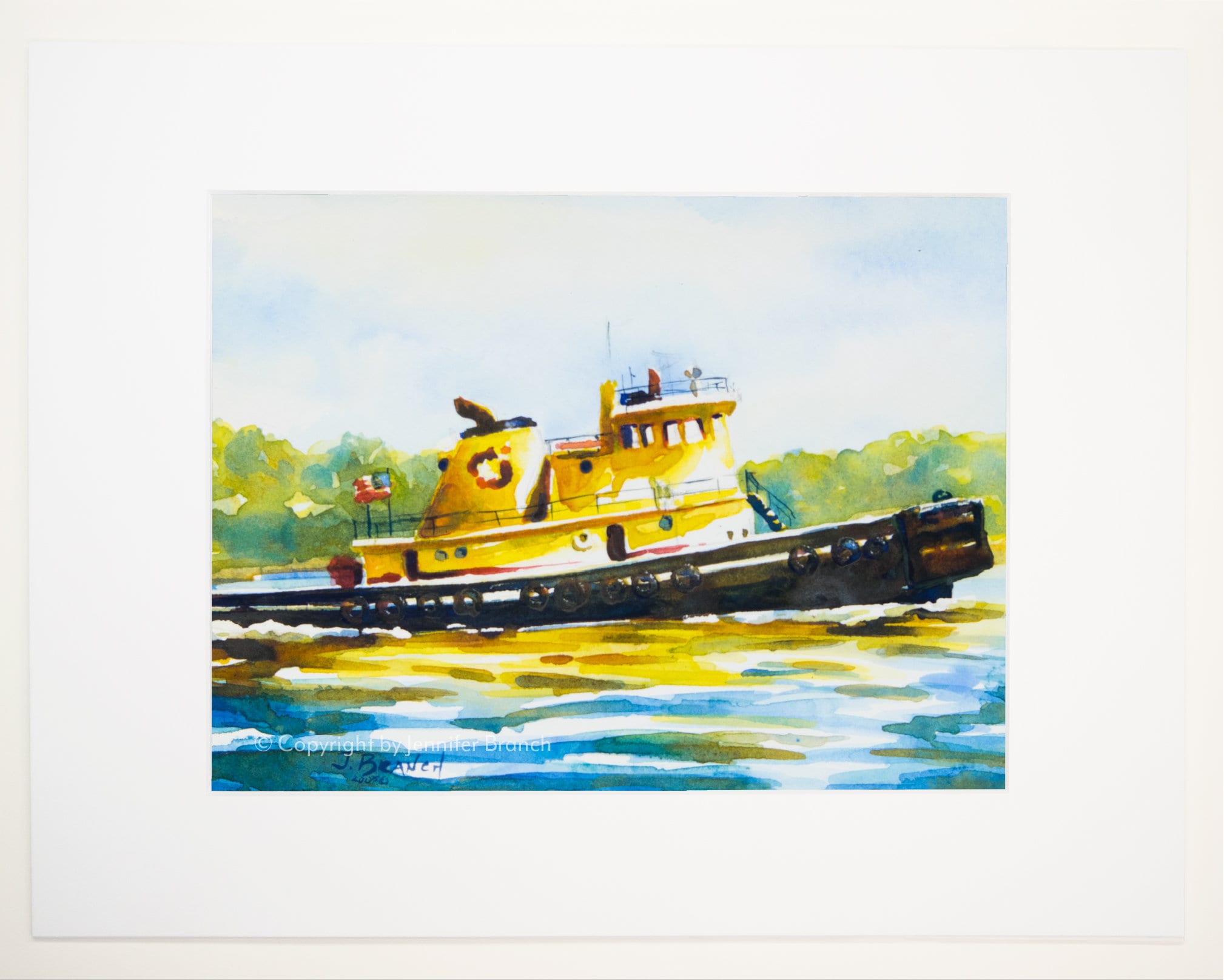 Yellow Tugboat Watercolor Print - Etsy