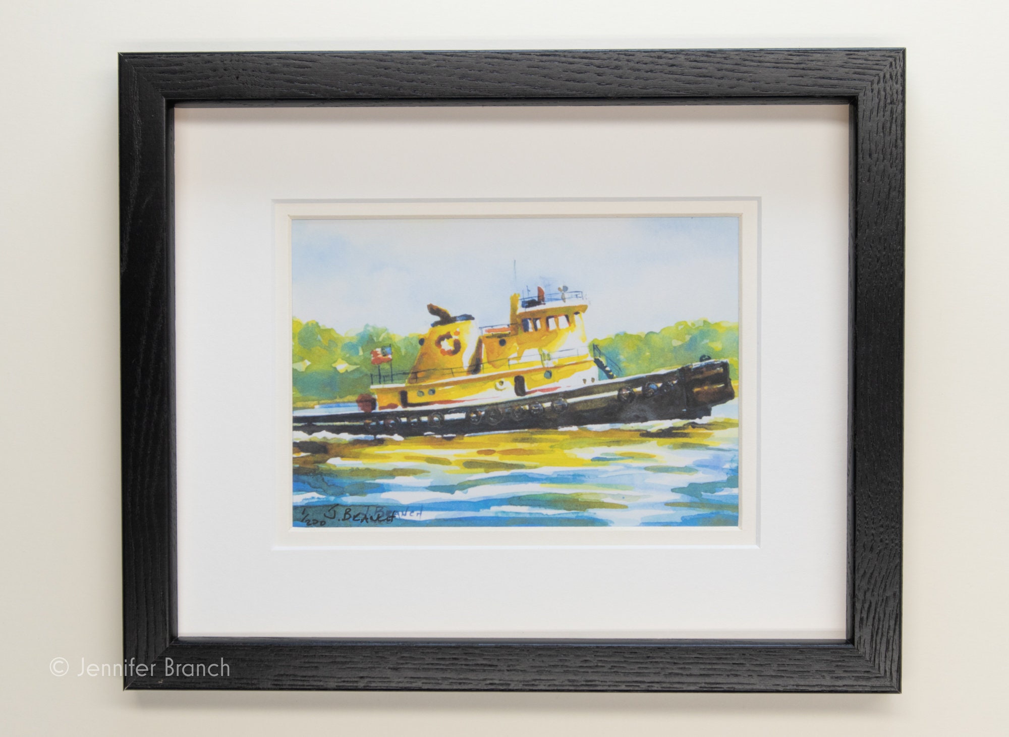 Yellow Tugboat Watercolor Print - Etsy