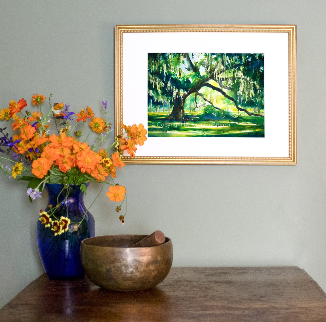 Live Oak Print Landscape Painting | Etsy