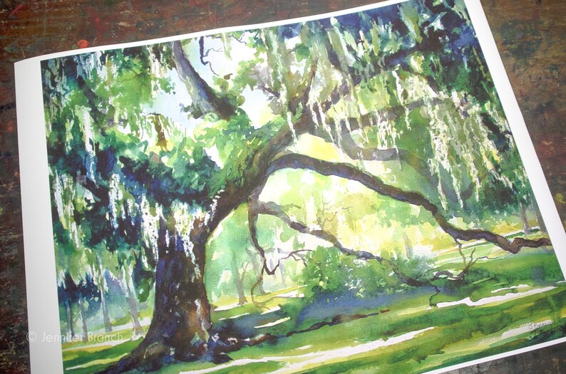 Live Oak Print Landscape Painting | Etsy