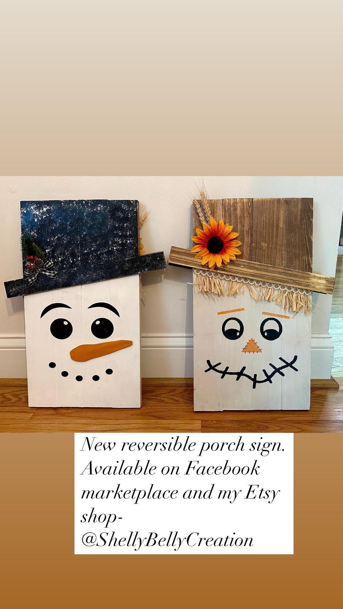 Reversible Snowman/scarecrow Porch Sign-hand-painted Wood Decor for ...