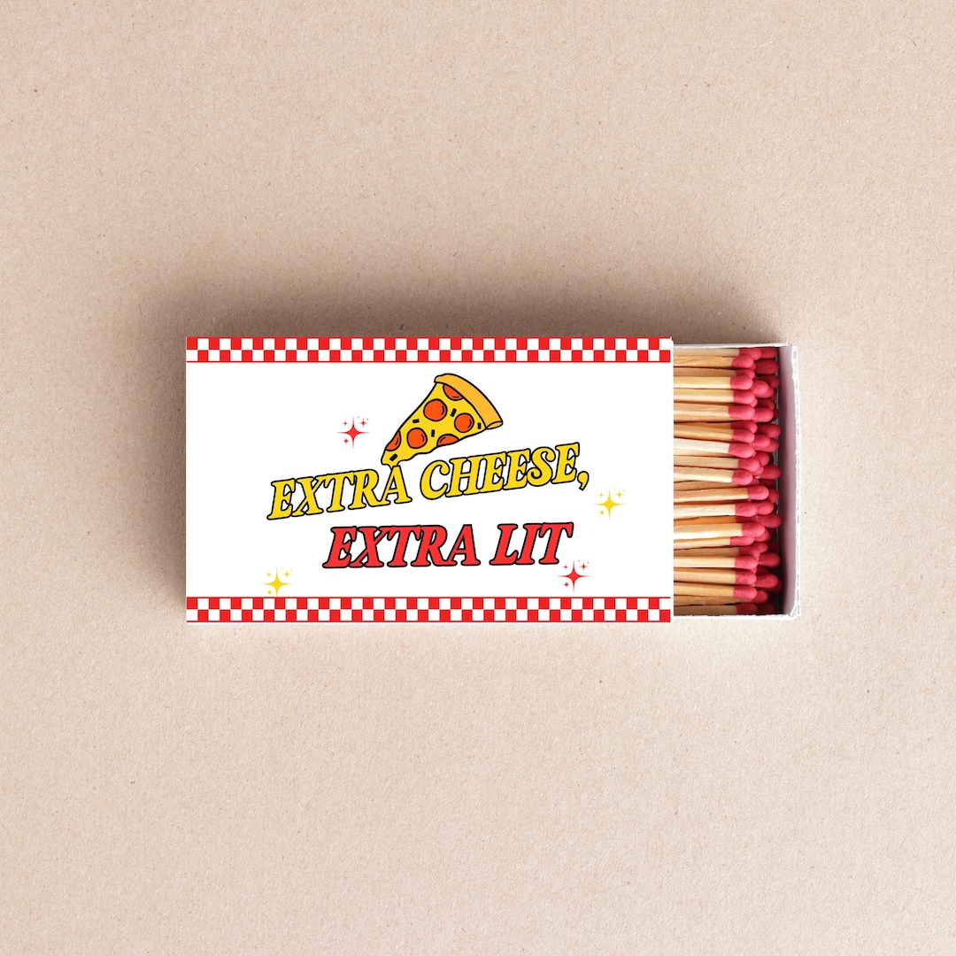 Extra Cheese, Extra Lit Matchboxes Funny Pizza Party Favors ...