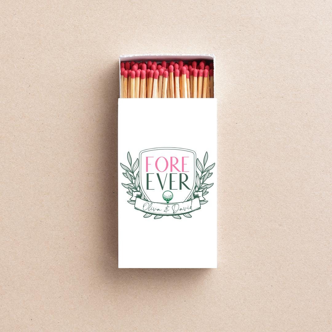 Custom “fore Ever” Wedding Matchboxes Golf Wedding Favor Personalized ...