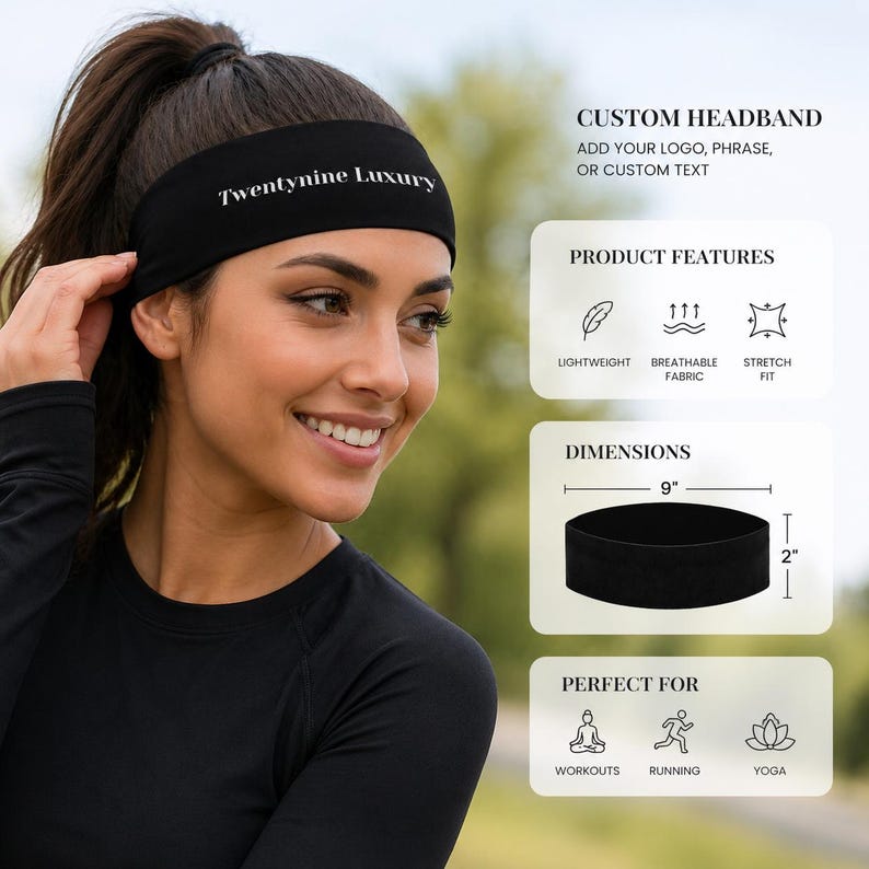 Custom Headbands With Logo Personalized Workout Headband Bachelorette ...