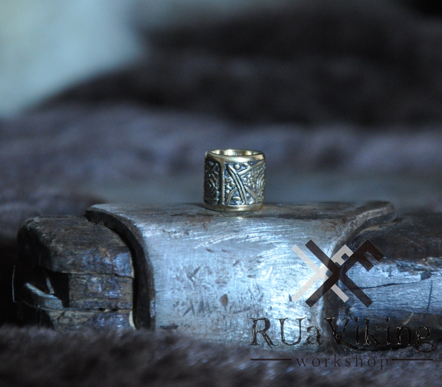 Fjalar - large beard bead - 9 mm inside diameter - Viking beard ring ...