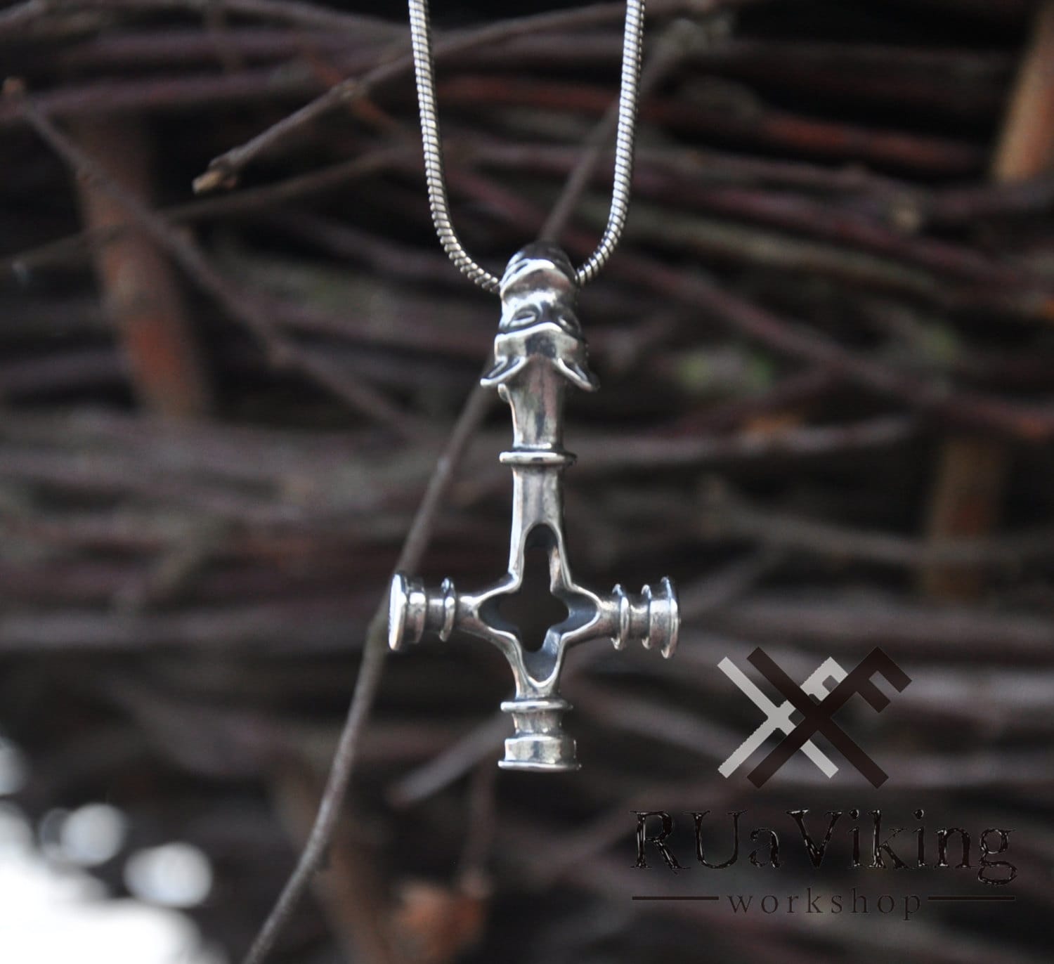 Fossi Wolf cross from Iceland - sterling silver. Viking Thor's hammer ...