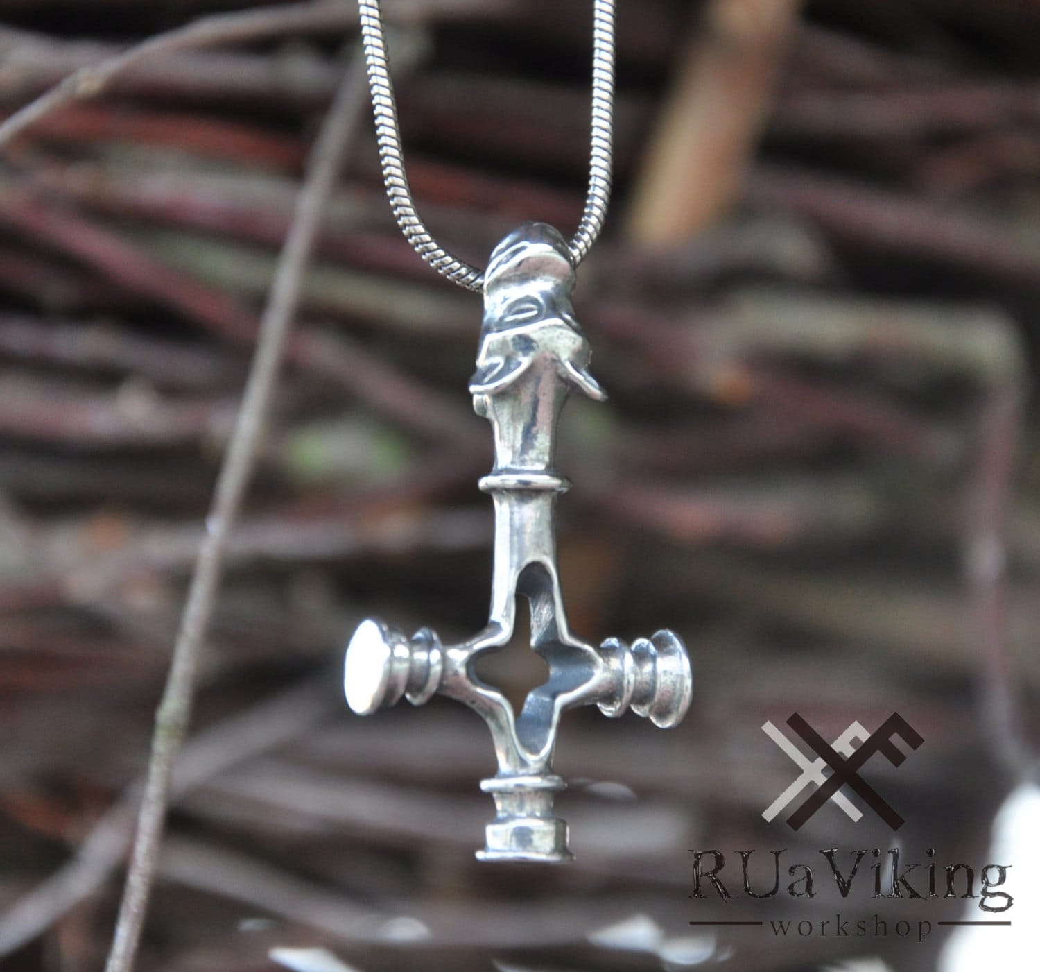 Fossi Wolf cross from Iceland - sterling silver. Viking Thor's hammer ...