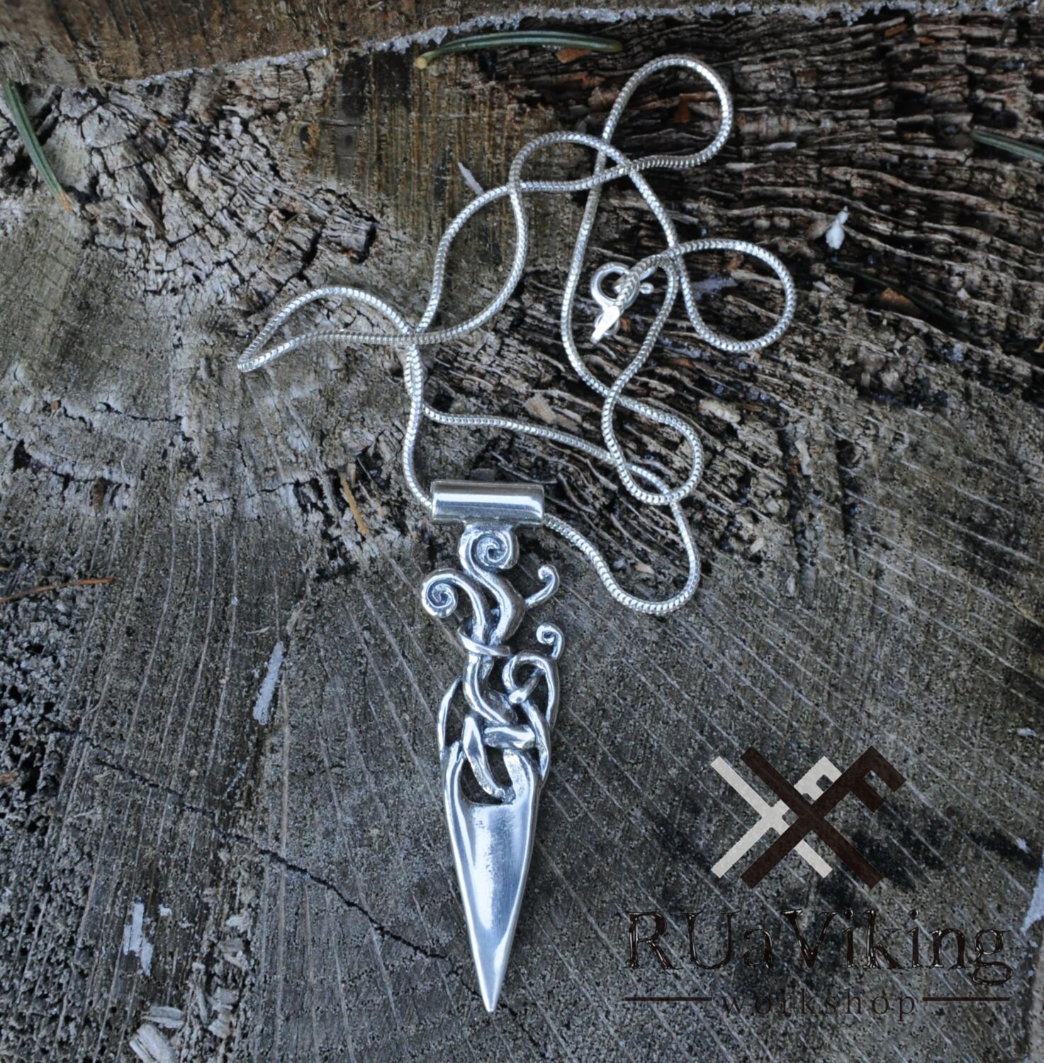 Viking pendant - Urnes style - sterling silver - 56 mm / 2,2 inch ...