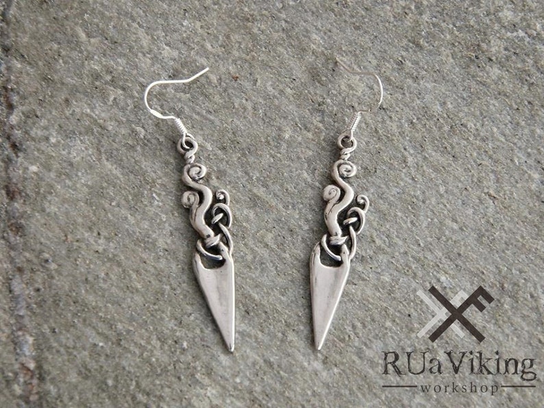Urnes style Viking earrings sterling silver dangle Viking | Etsy