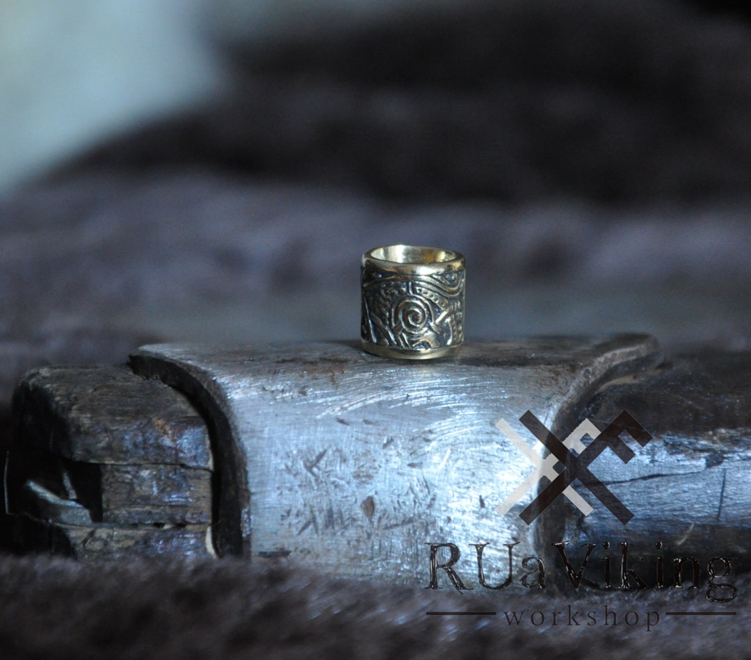 Fjalar - Large Beard Bead - 9 Mm Inside Diameter - Viking Beard Ring ...