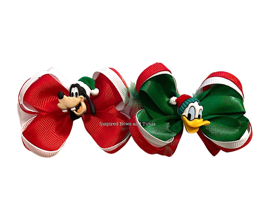 The Goofy and Donald Christmas Mini Hair Bows - Etsy