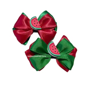 Watermelon Slice Inspired Mini Pair Hair Bows - Etsy